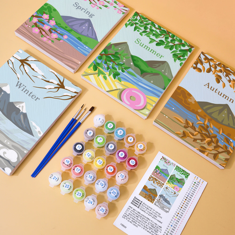Four Seasons Landscape 4 Pack Mini Paint by Numbers Kit – Paint Your ...